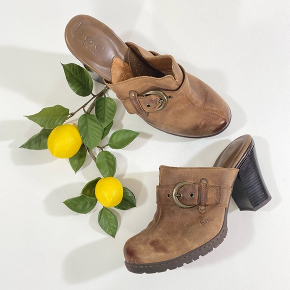 b.o.c. | Shoes | Boc Leather Clogs Mules Heels Lug Sole Tread Block ...